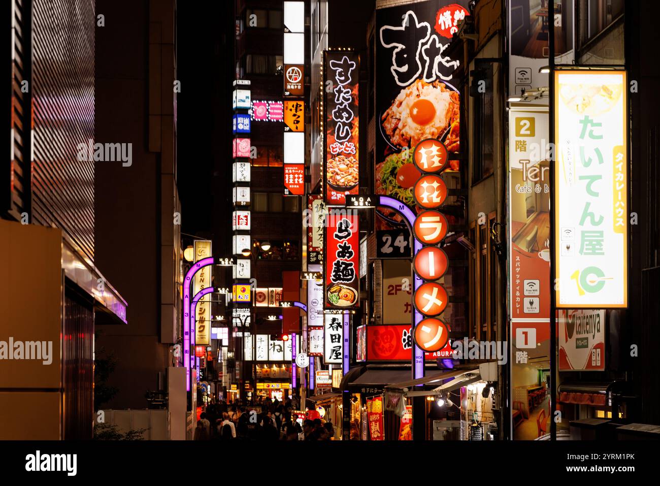 TOKYO, JAPAN - October, 22, 2024: Colorful neon signs distinctly ...