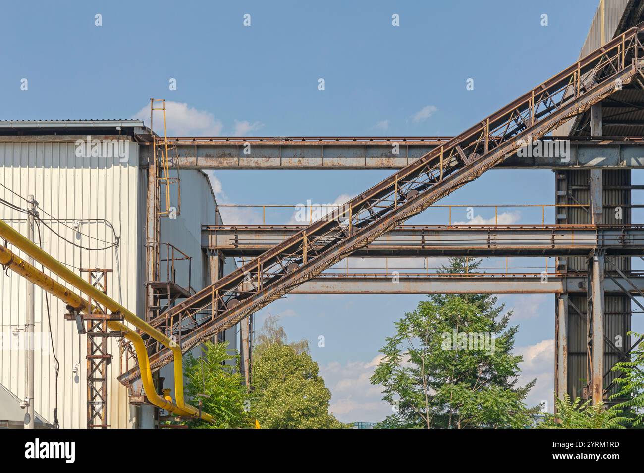 Rusty Conveyors System at Abandoned Factory Large Industrial Facility ...
