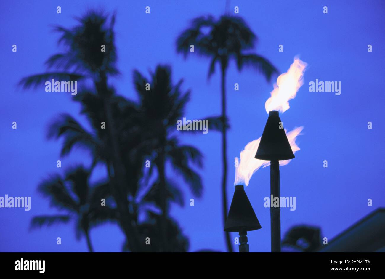 Hawaiian torches. Waikiki Beach. Honolulu. Oahu. Hawaii Stock Photo - Alamy