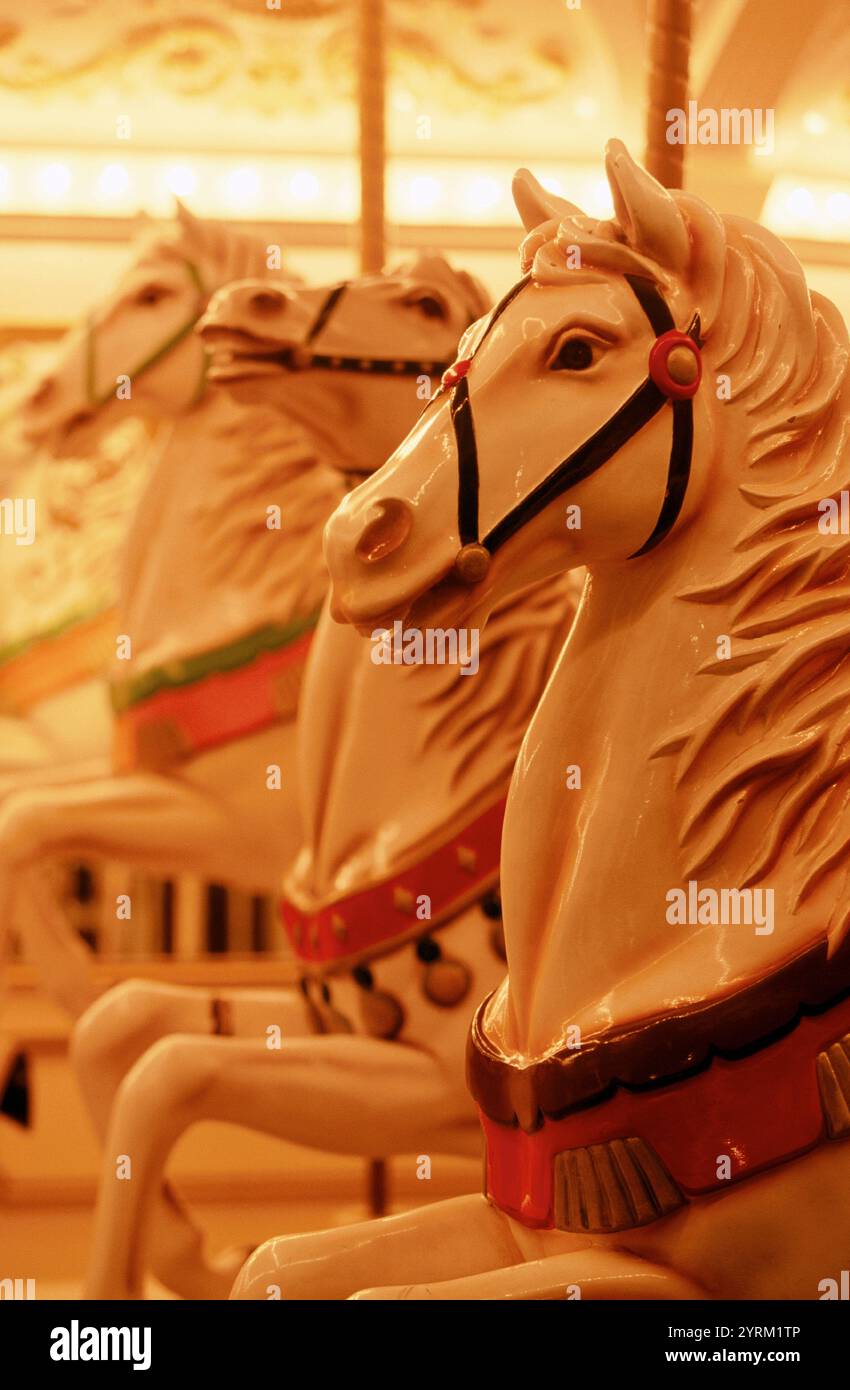 Carousel horses. Huis Ten Bosch (Dutch village). Nagasaki. Japan Stock ...