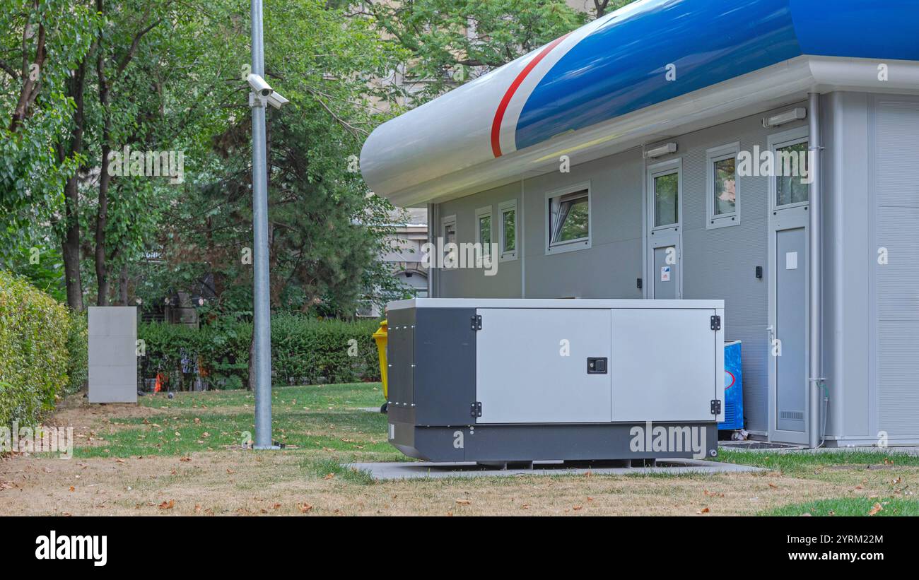 Backup Power Generator Behind Industrial Building Auxiliary Emergency ...