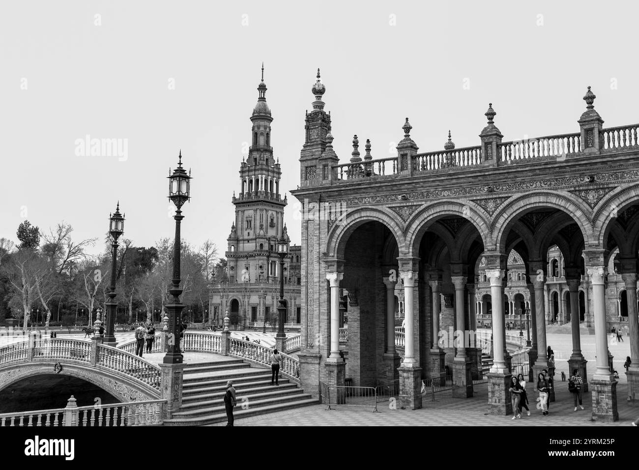 Seville, Spain - Feb 24, 2022: Plaza de Espana is a square in the ...
