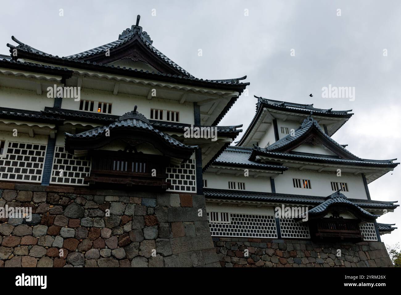 This breathtaking view of a historic Japanese castle showcases its ...