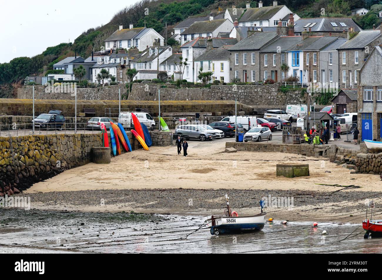 The old fishing village of Mousehole on an autumnal day Cornwall ...