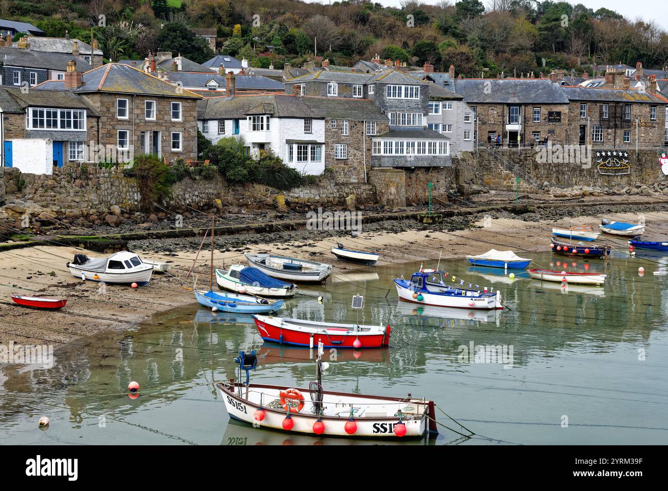 The old fishing village of Mousehole on an autumnal day Cornwall ...