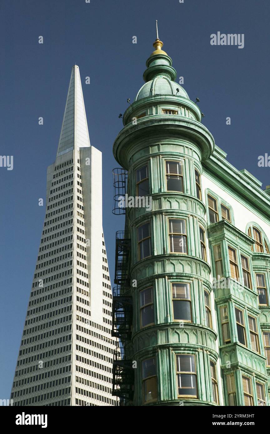 Columbus Tower and Transamerica Building. San Francisco. California ...