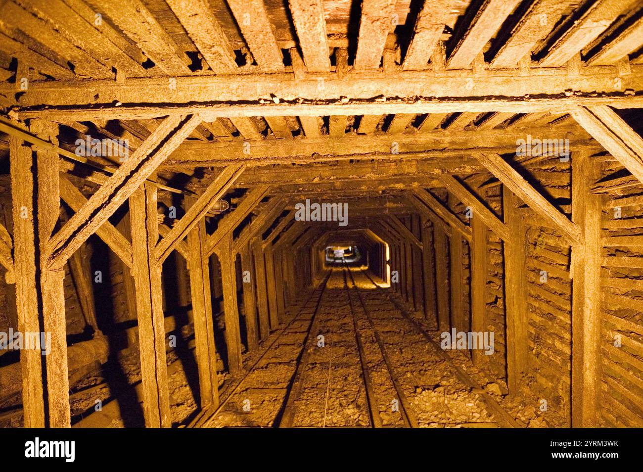 Interior of a gold mine in Empire Mine State Historic Park. Grass ...