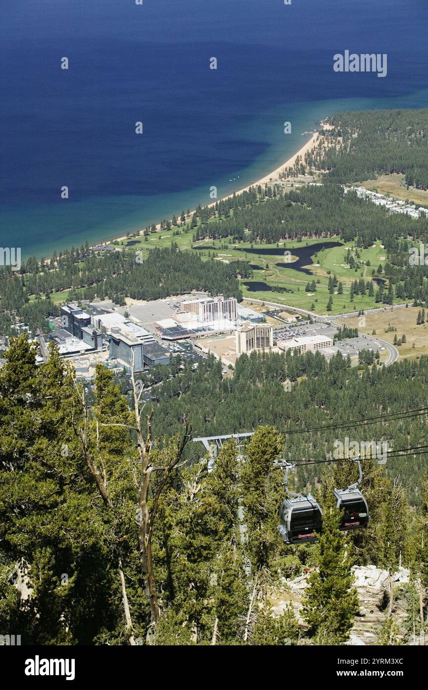 View of Stateline and Lake Tahoe from Heavenly Mountain. Nevada, USA ...