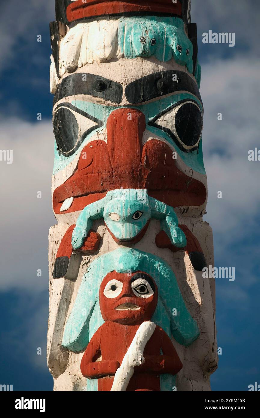 Native Canadian totem pole. Jasper National Park. Alberta, Canada Stock ...