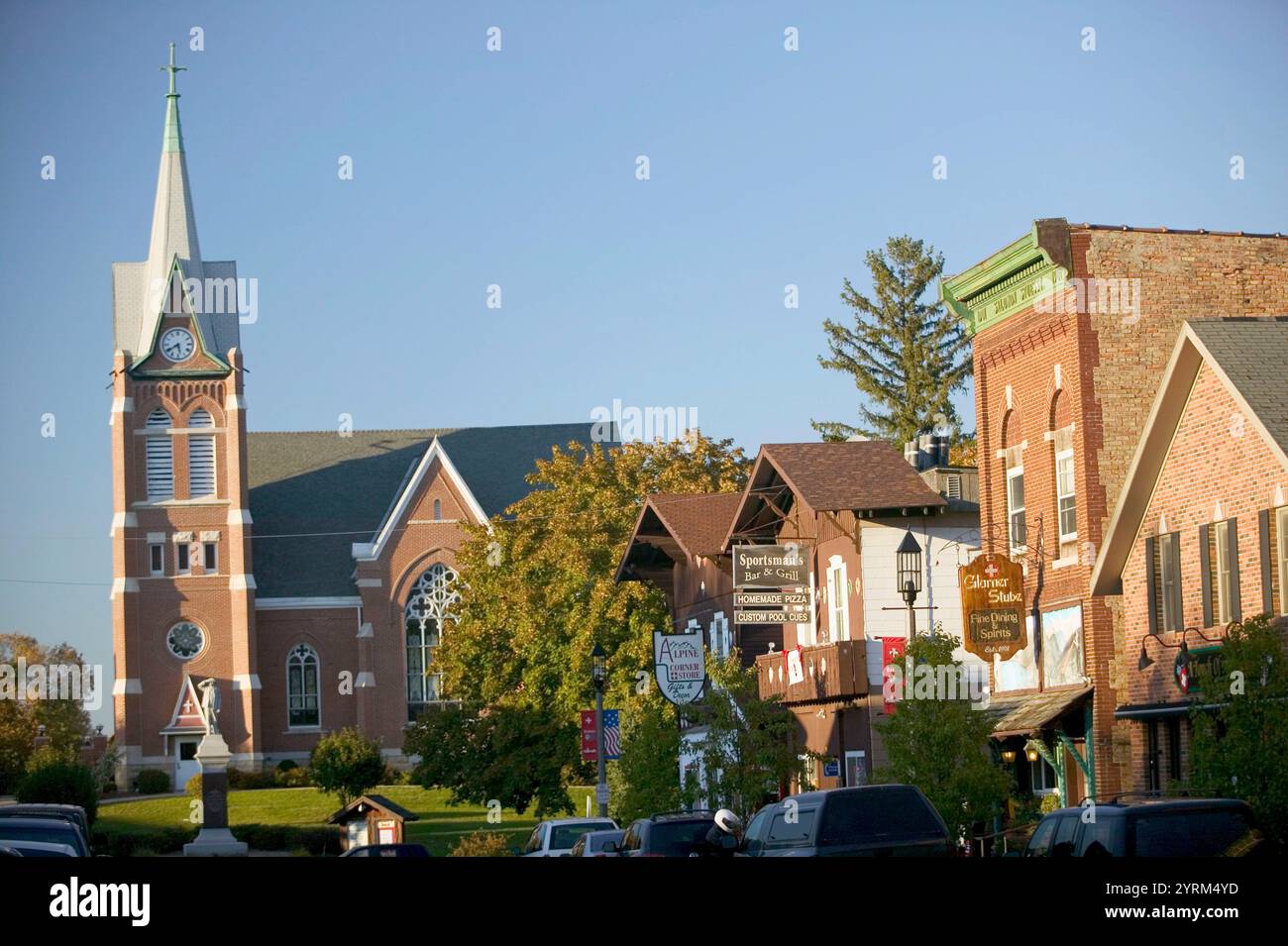 Town center, Swiss Historical Village. New Glarus. Wisconsin, USA Stock ...