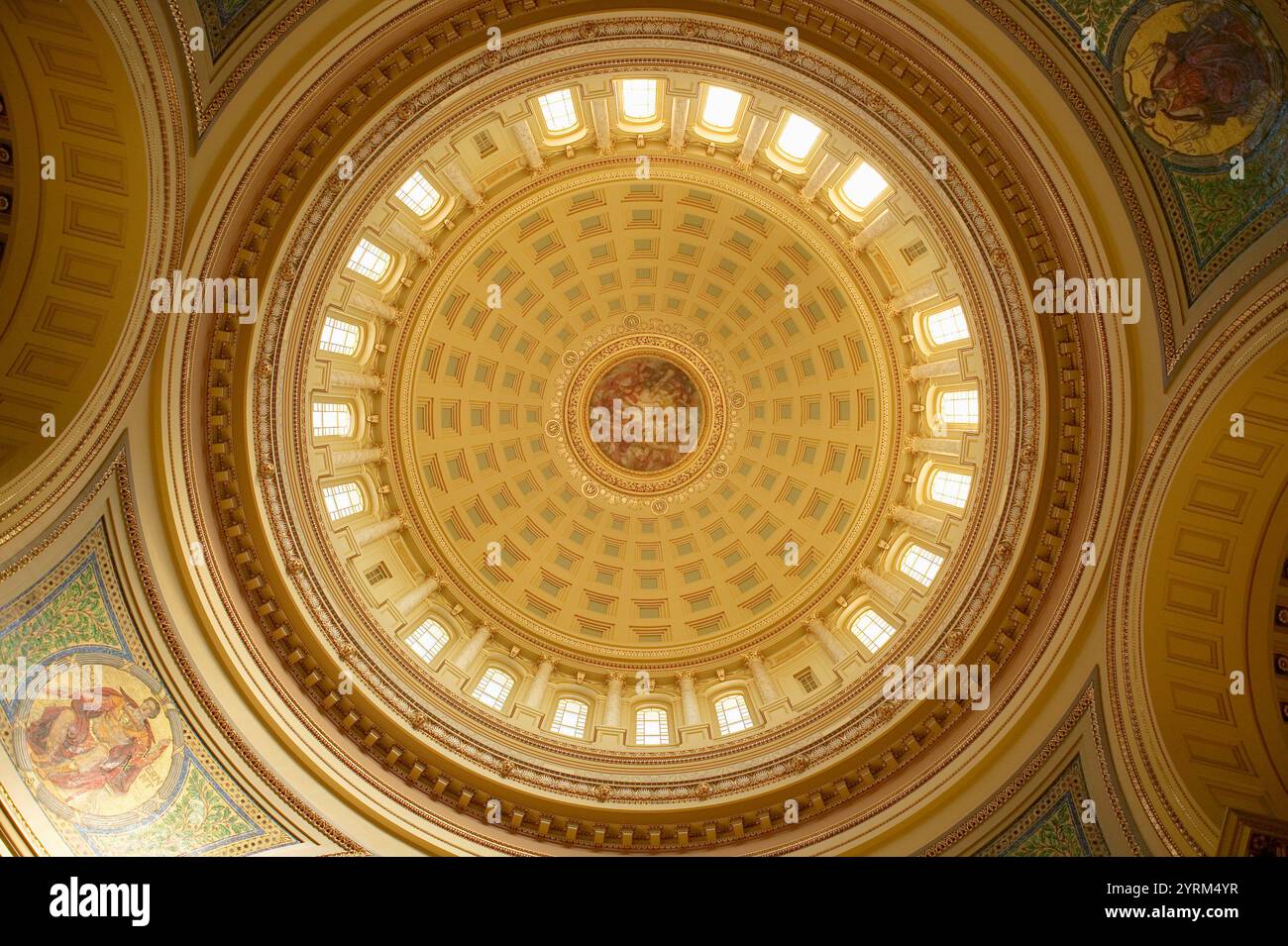 Interior of dome detail, Wisconsin State Capitol Building. Madison ...