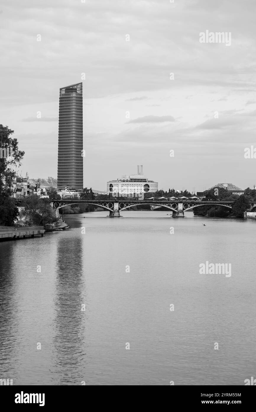 Seville spain waterfront view Black and White Stock Photos & Images - Alamy