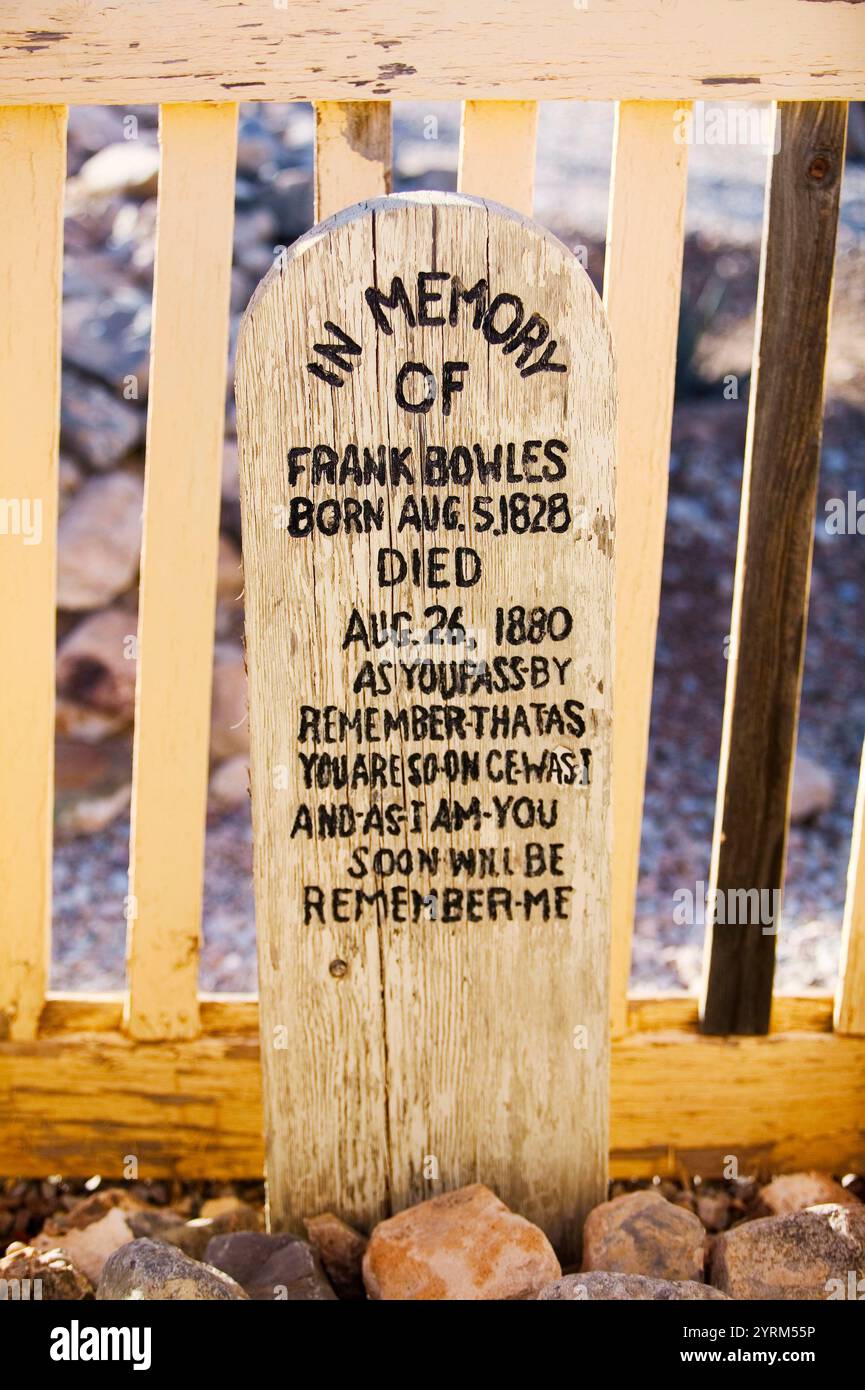 Cowboy gravestone in historic Boot Hill Graveyard. Tombstone, America s ...