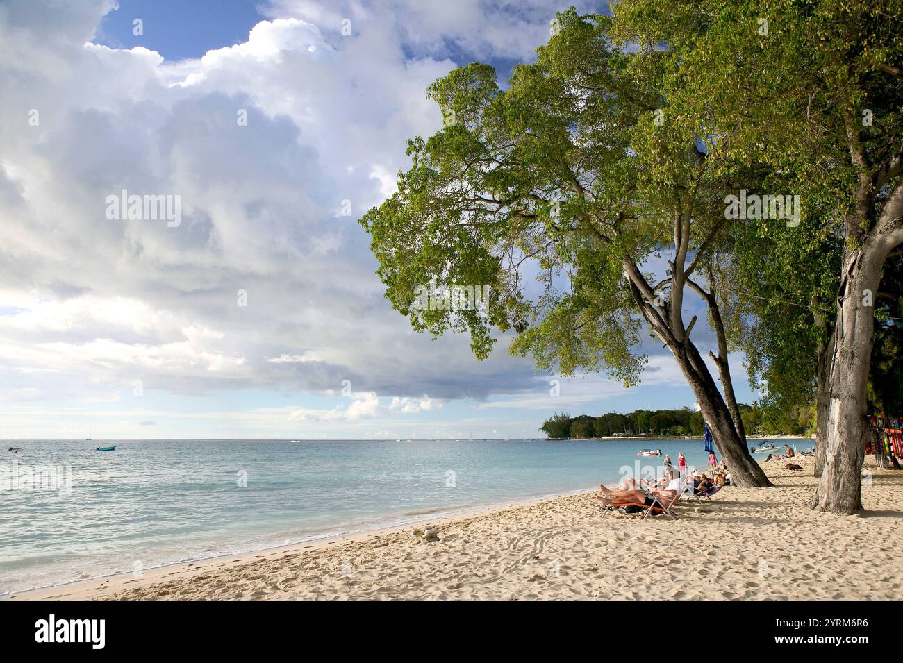 Barbados, West Coast, Holetown: View of Holetown Beach / Sunset Stock ...