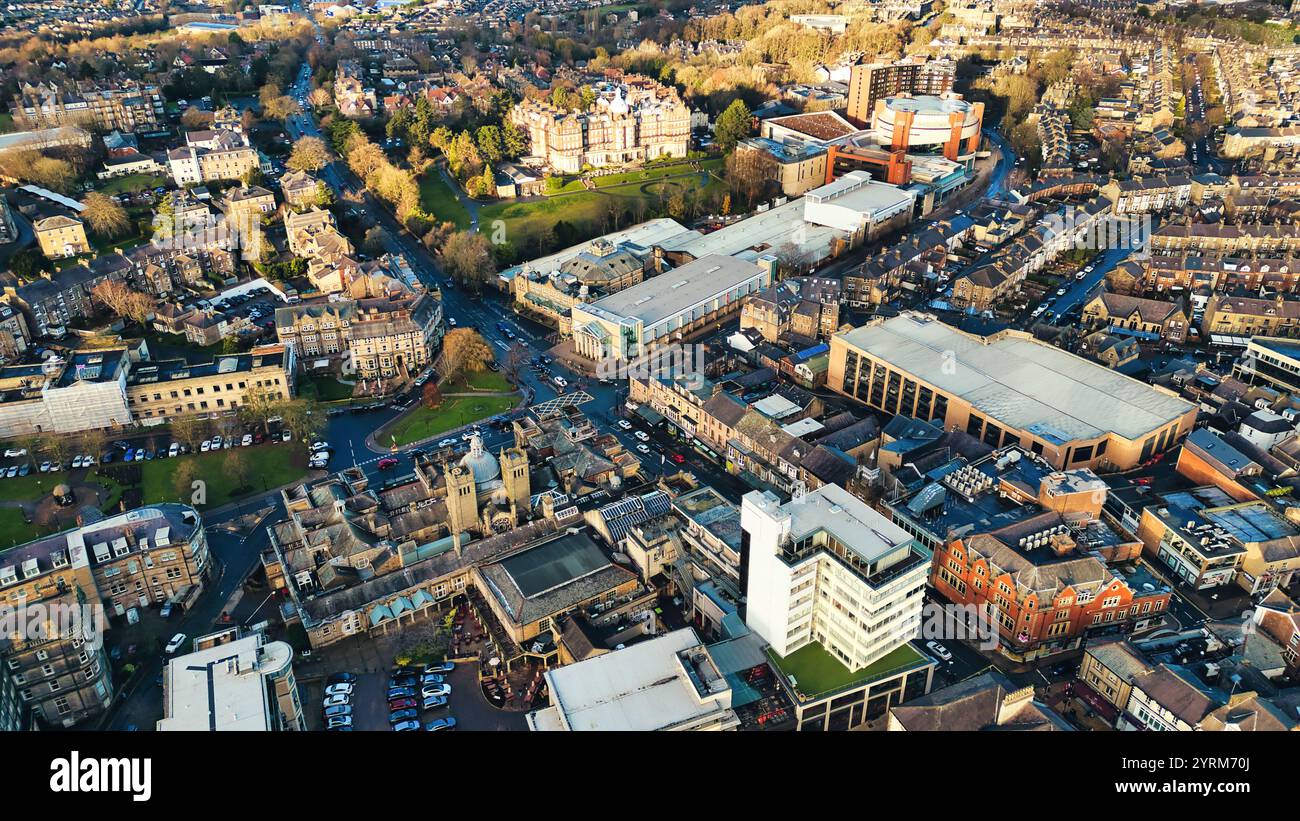 Aerial view of Harrogate town center, Yorkshire, UK, showcasing ...