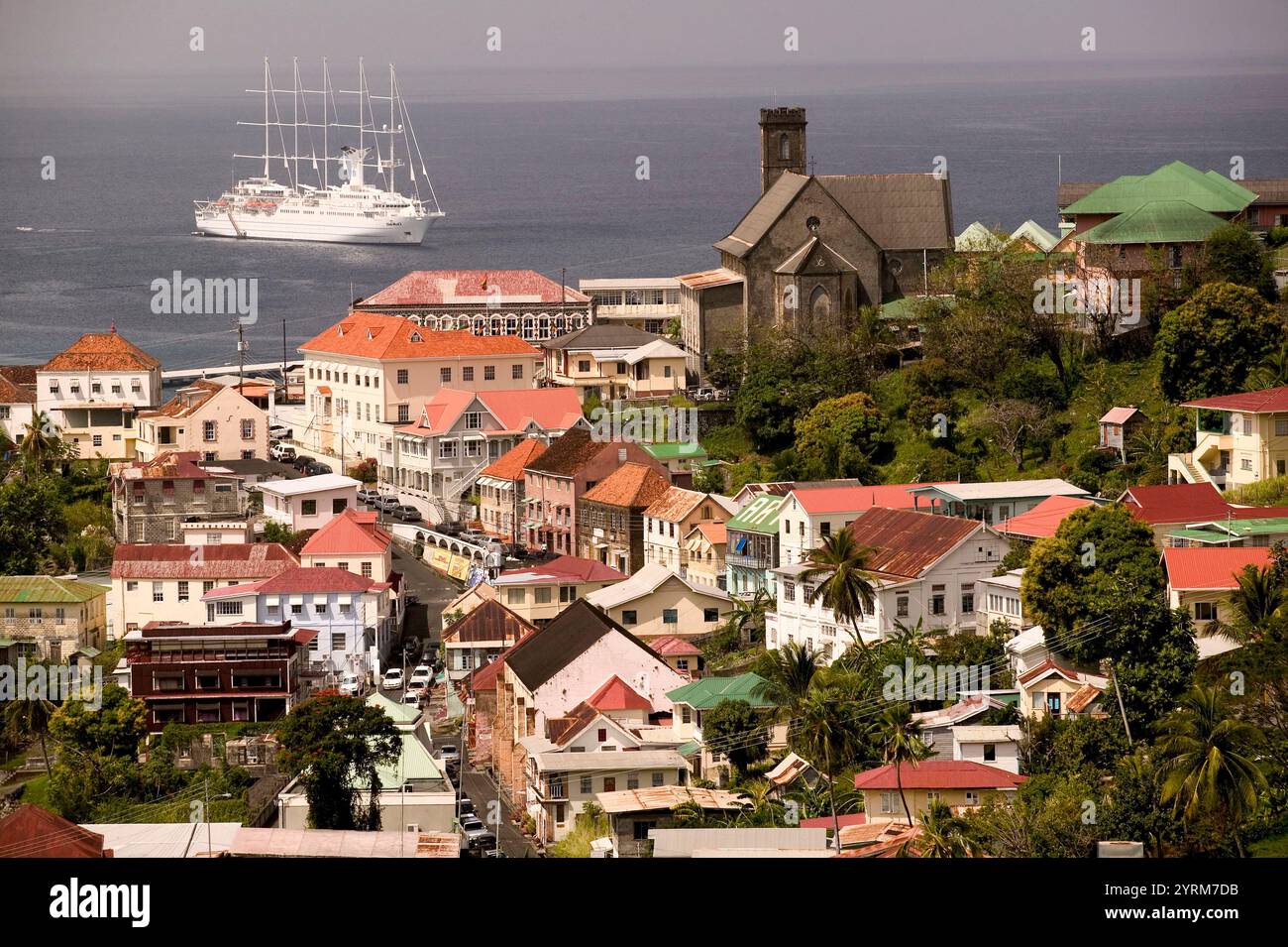 Grenada, St. George s: Town and Harbor View with Lucas Street Stock ...