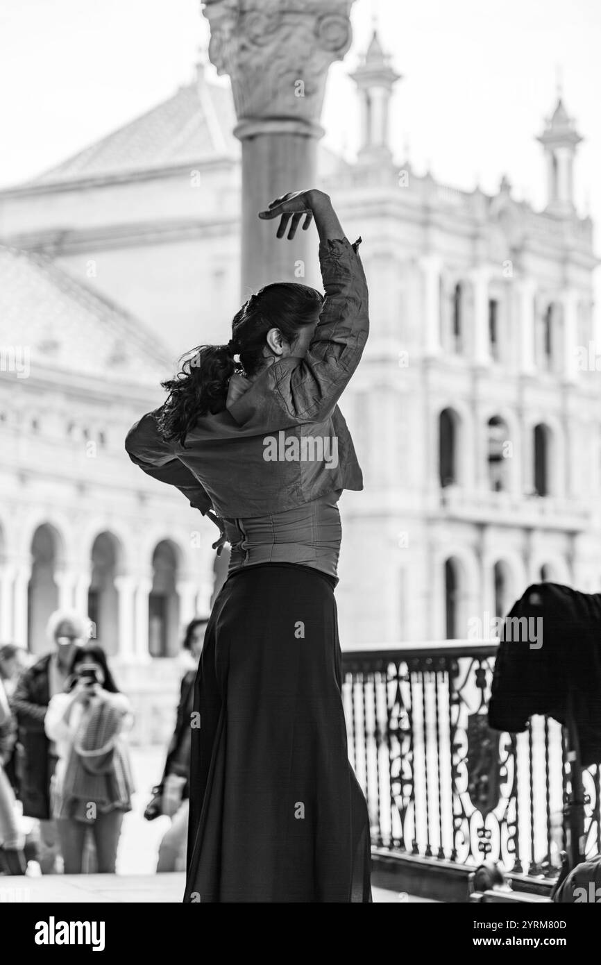 Street artists performing flameco art with dancing and live music at ...