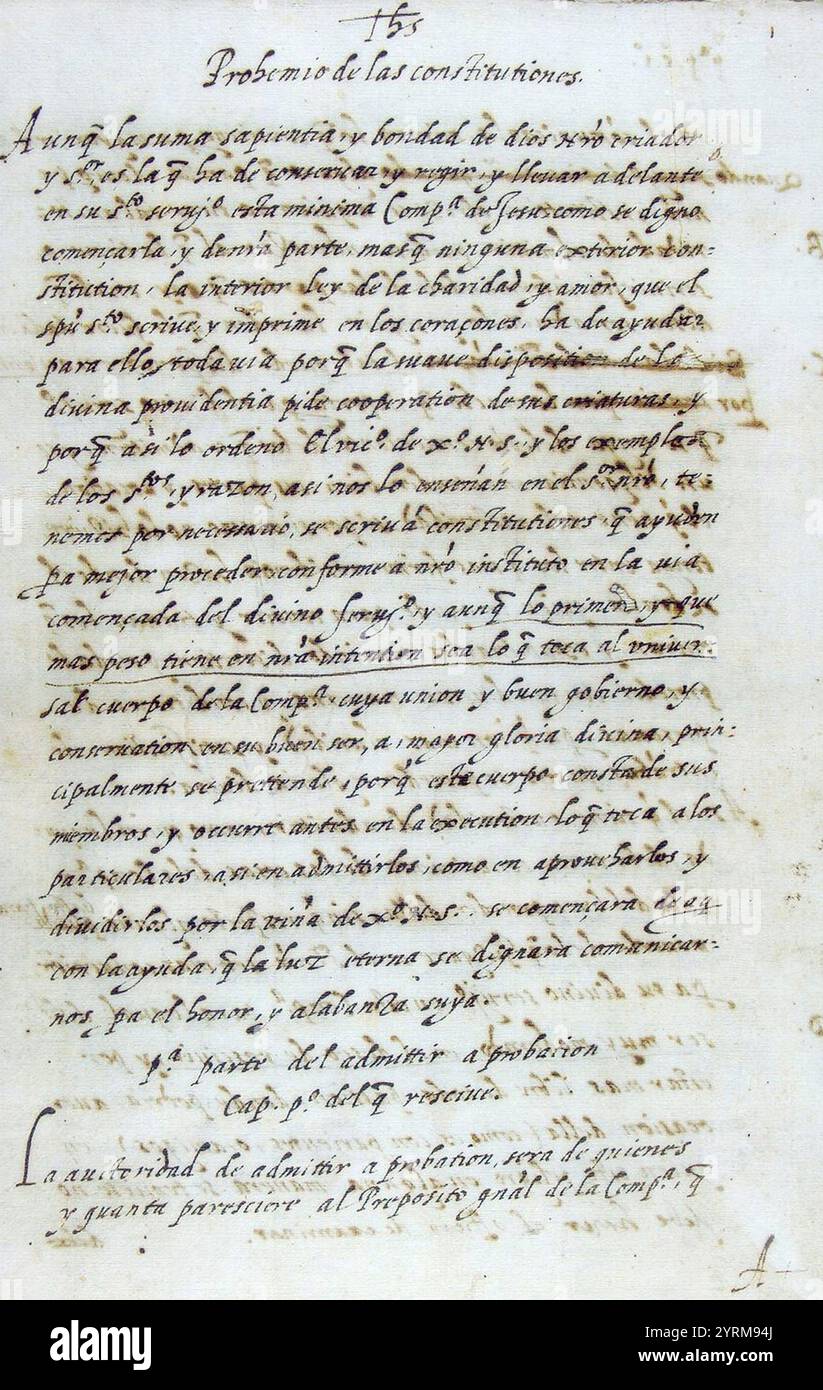 Copy of the original page of the preamble of the Constitutions of the ...