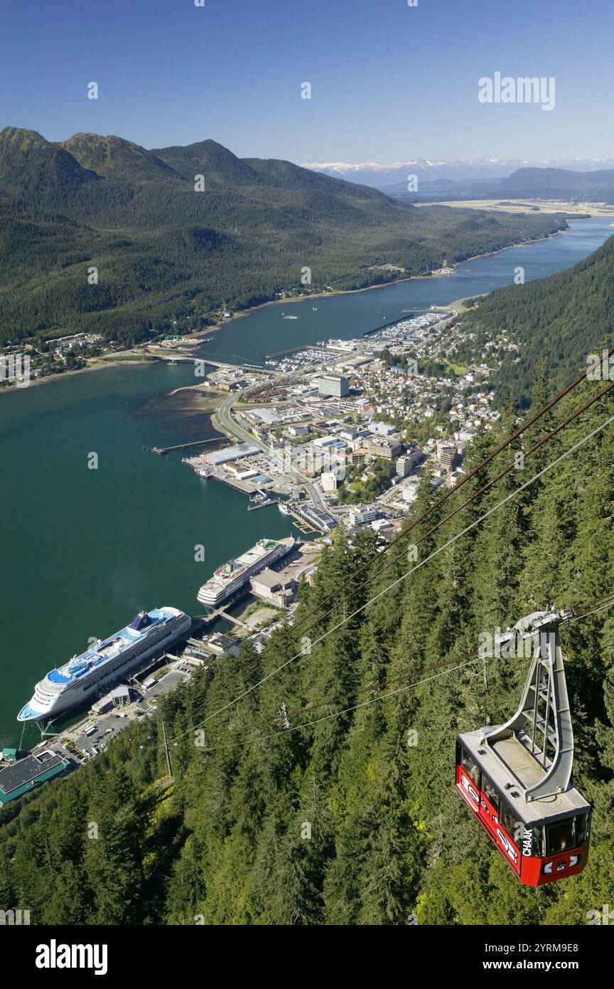 Town & Harbor View with Mt. Roberts Tram. Daytime. Juneau. Southeast ...