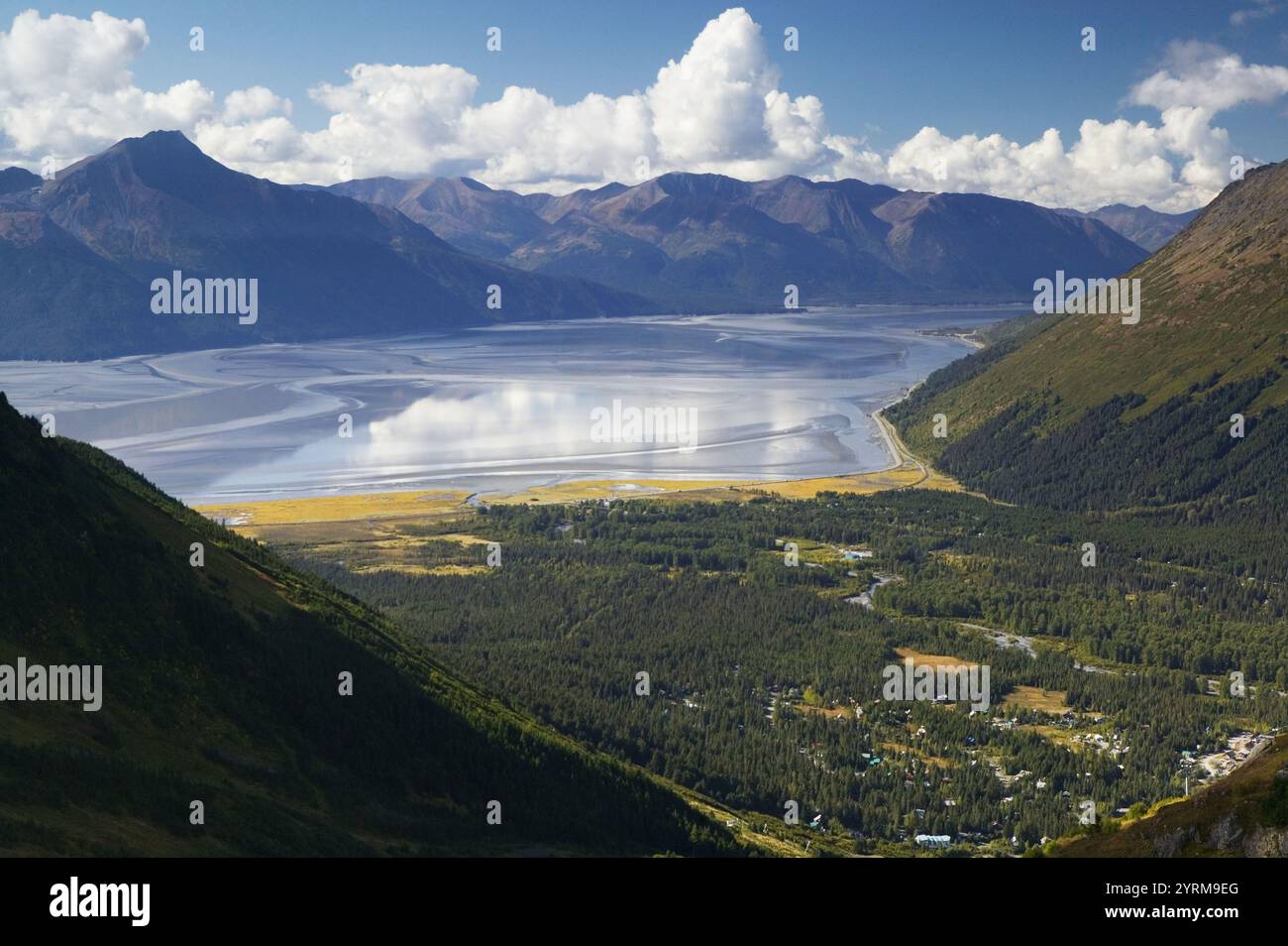 Turnagain Arm, Kenai Peninsula & Town View from Mt. Alyeska. Girdwood ...