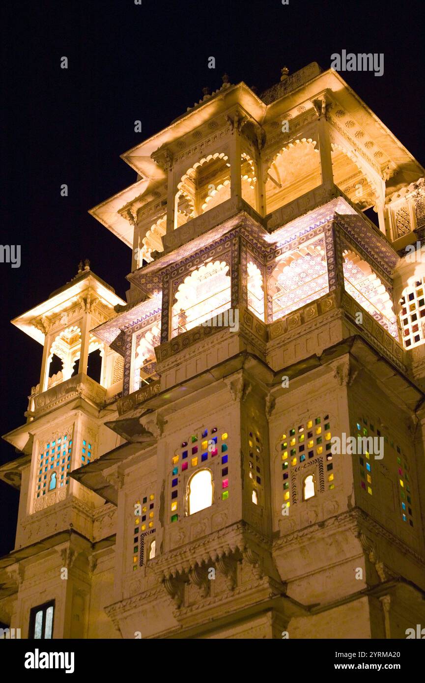 City Palace Complex Detail. Evening. Udaipur. Rajasthan. India Stock ...