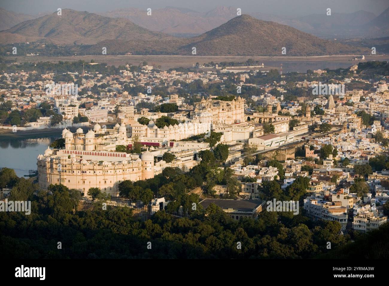 City Palace Complex. Morning from Devi Temple Hill. Udaipur. Rajasthan ...