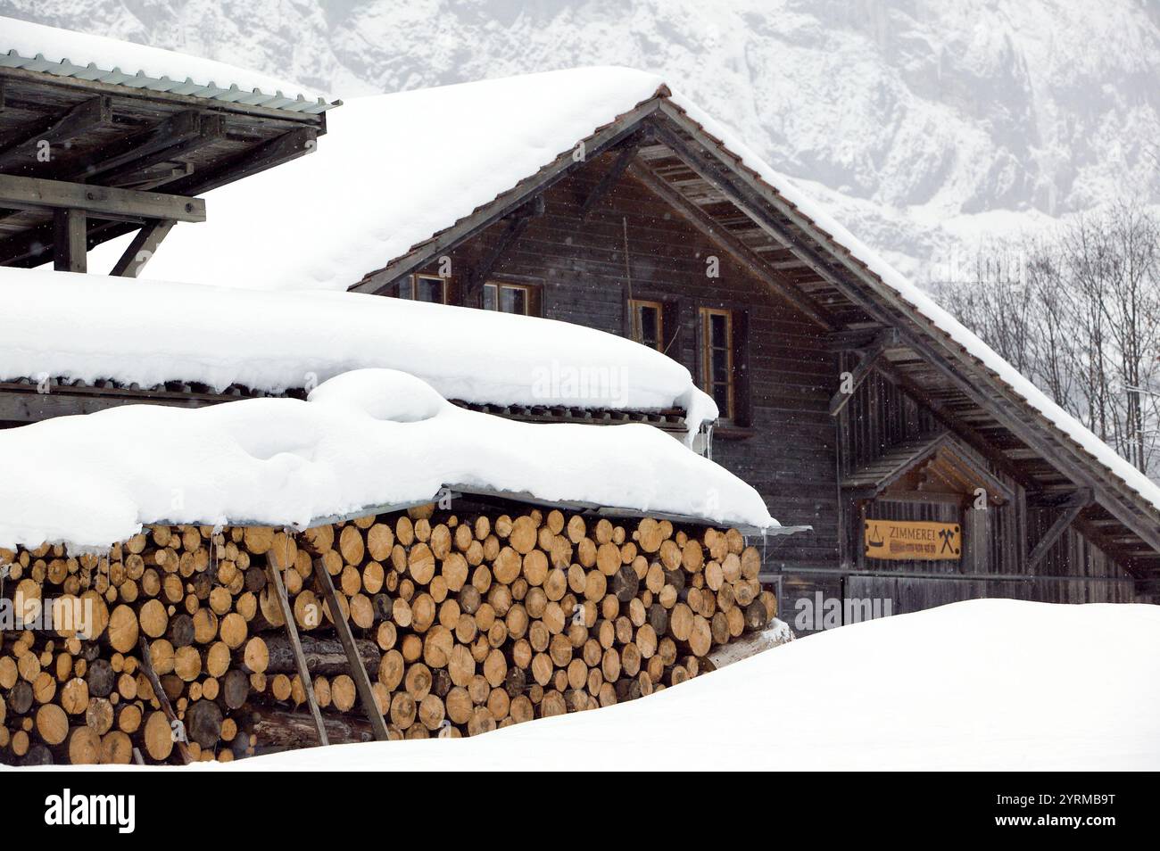 Wood Pile / Winter. Lauterbrunnen. Bern. Switzerland Stock Photo - Alamy