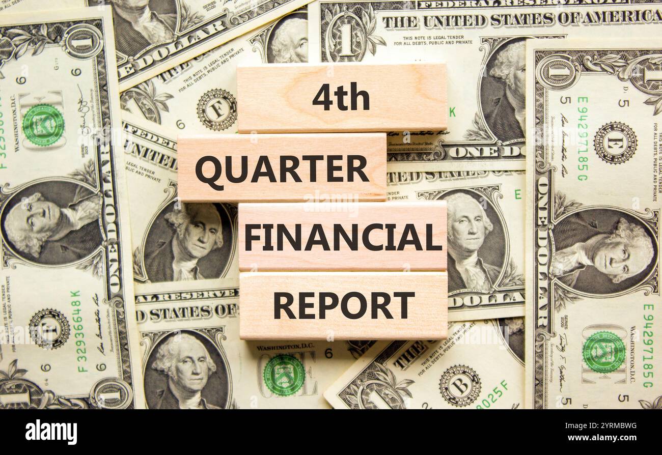 4th quarter financial report symbol. Concept words 4th quarter ...