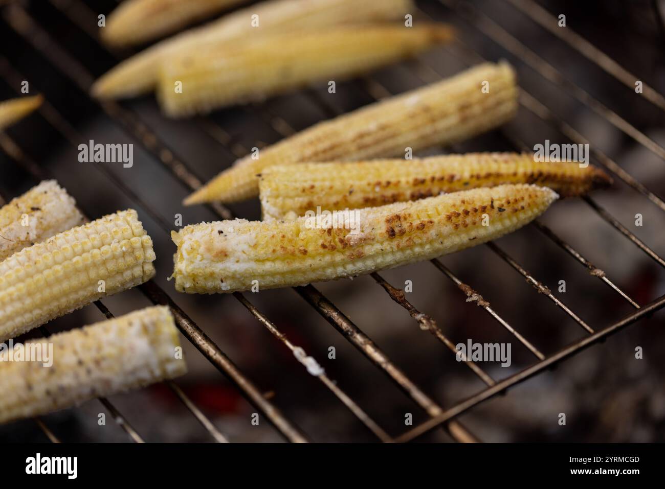 Baby corn on the grill Stock Photo - Alamy
