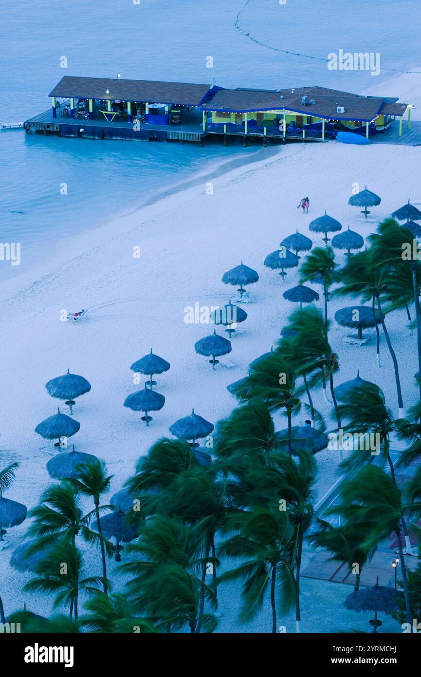 High Rise Resort Area. Beach bar. Aruba. Dutch Caribbean Stock Photo ...