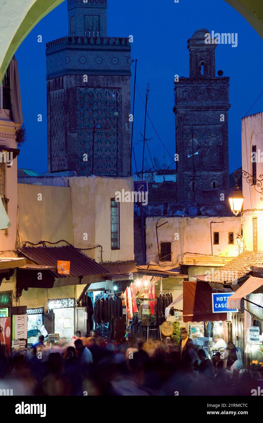 Morocco-Fes: Fes El-Bali (Old Fes)-Evening View of the Bab Bou Jeloud ...