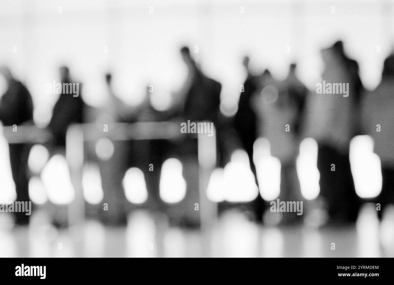 Queue waiting to view Black and White Stock Photos & Images - Alamy
