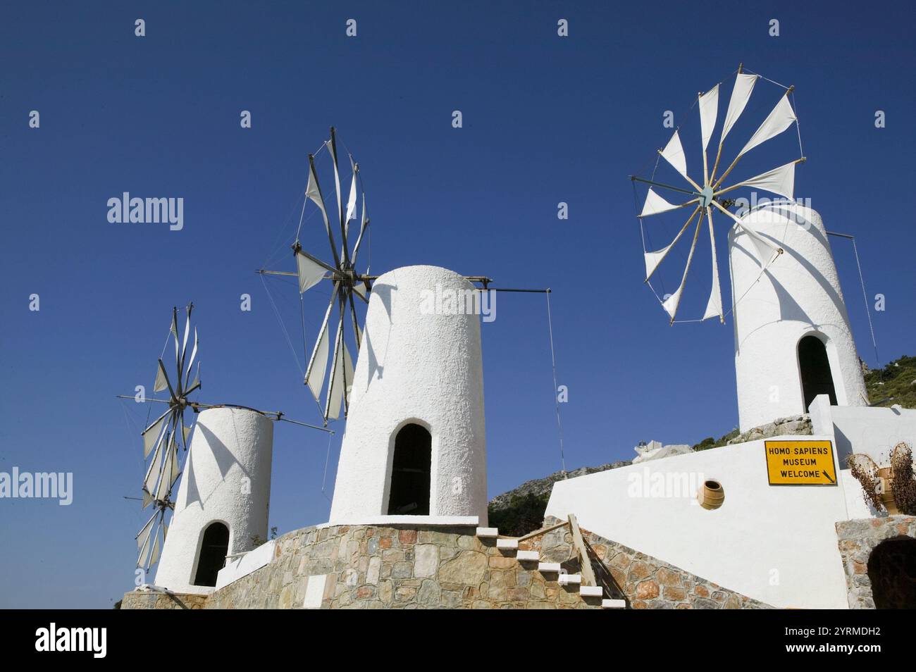 Traditional cretan windmills. Ano Kera. Iraklio Province. Crete, Greece ...