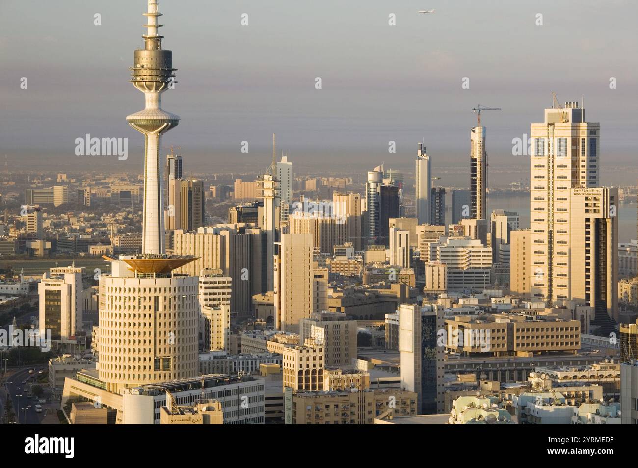 KUWAIT-Kuwait City: Aerial over Hilalli Street towards Liberation Tower ...