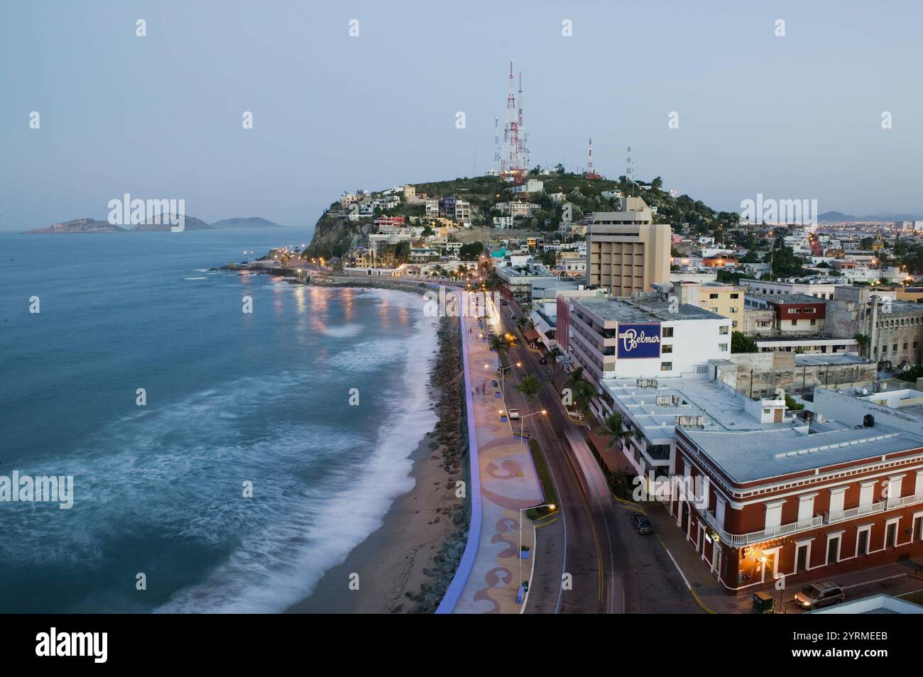 MEXICO-Sinaloa State-Mazatlan: Playa Olas Altas with Cerro de la ...