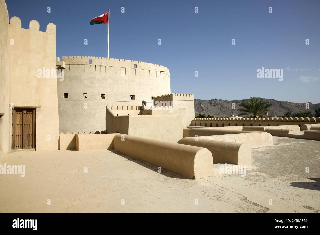 OMAN-Western Hajar Mountains-Nizwa: Nizwa Fort- Interior of Fort Walls ...