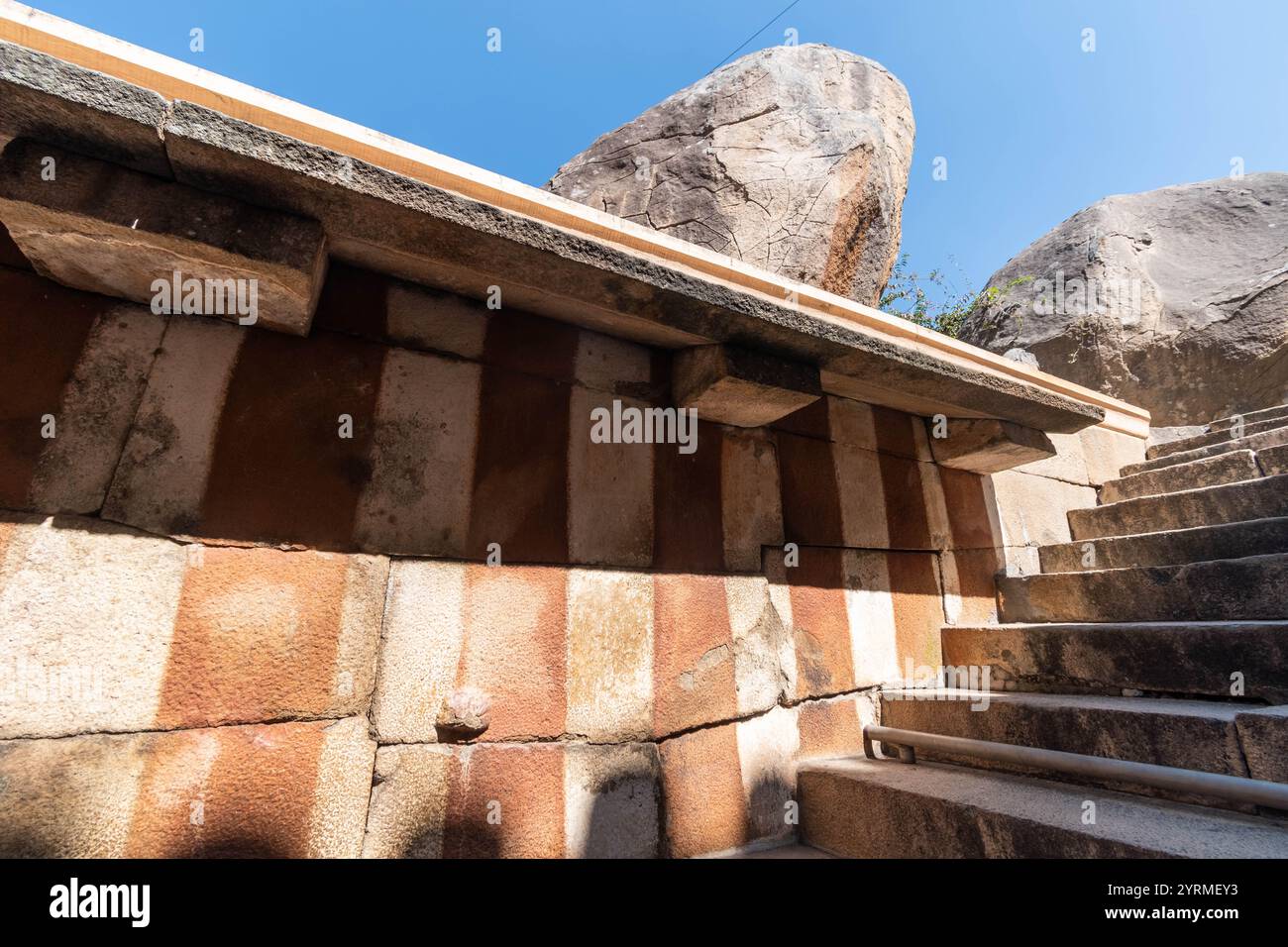 Stone steps leading past an old temple to the historic site of ...