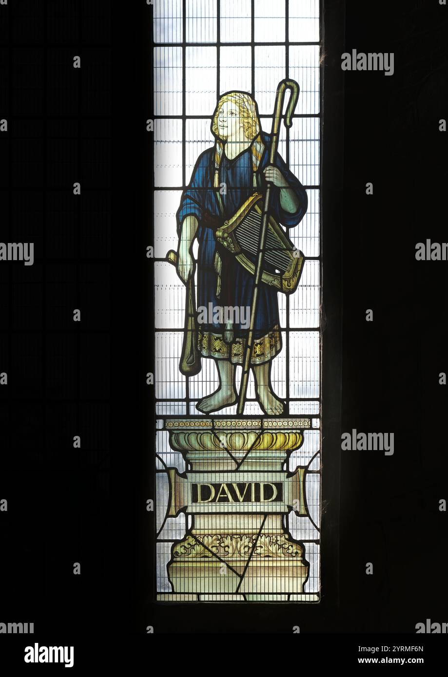 King David, a window in the saxon and norman built christian church in ...