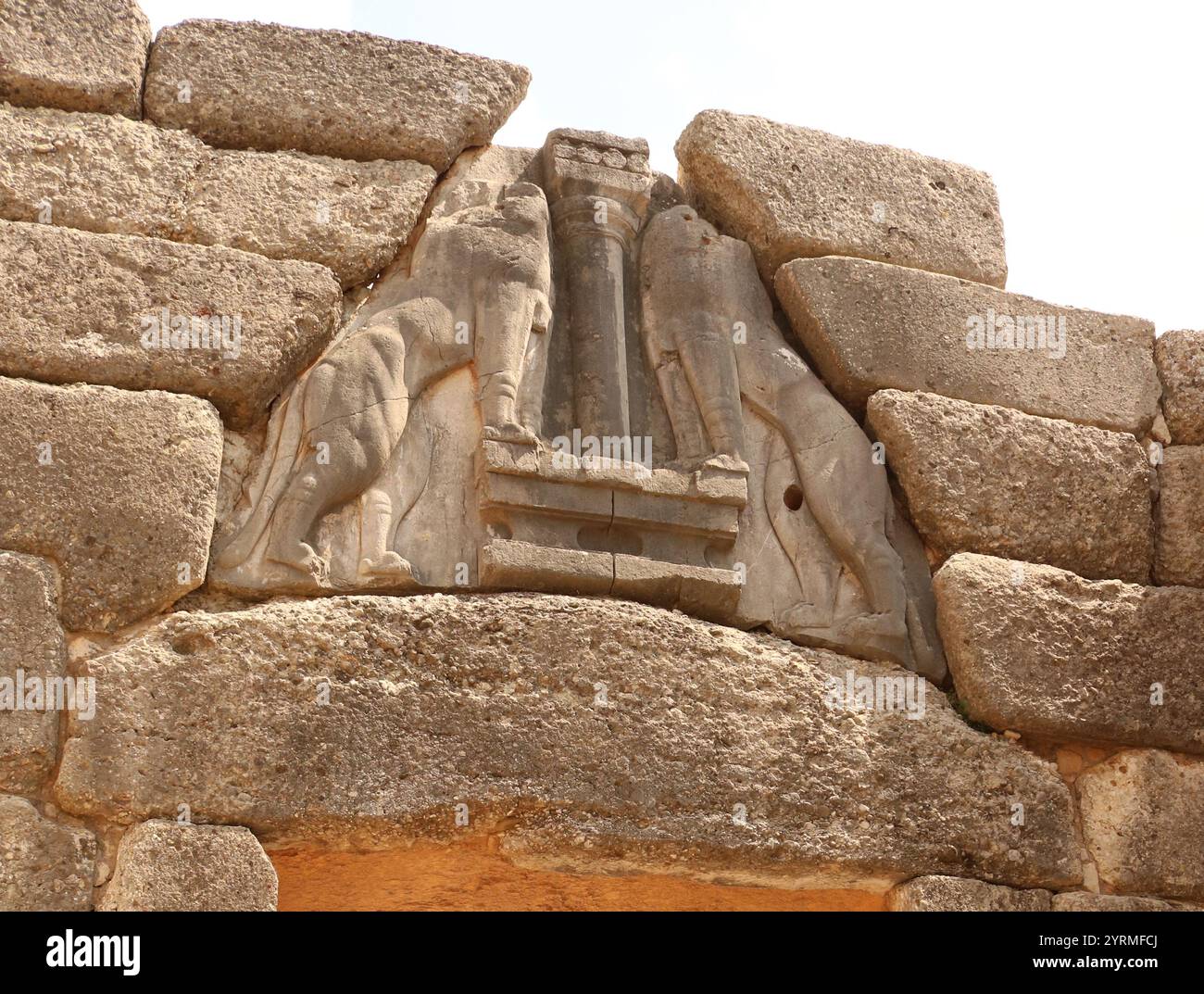 The Lion Gate or main entrance of the Bronze Age citadel of Mycenae in ...
