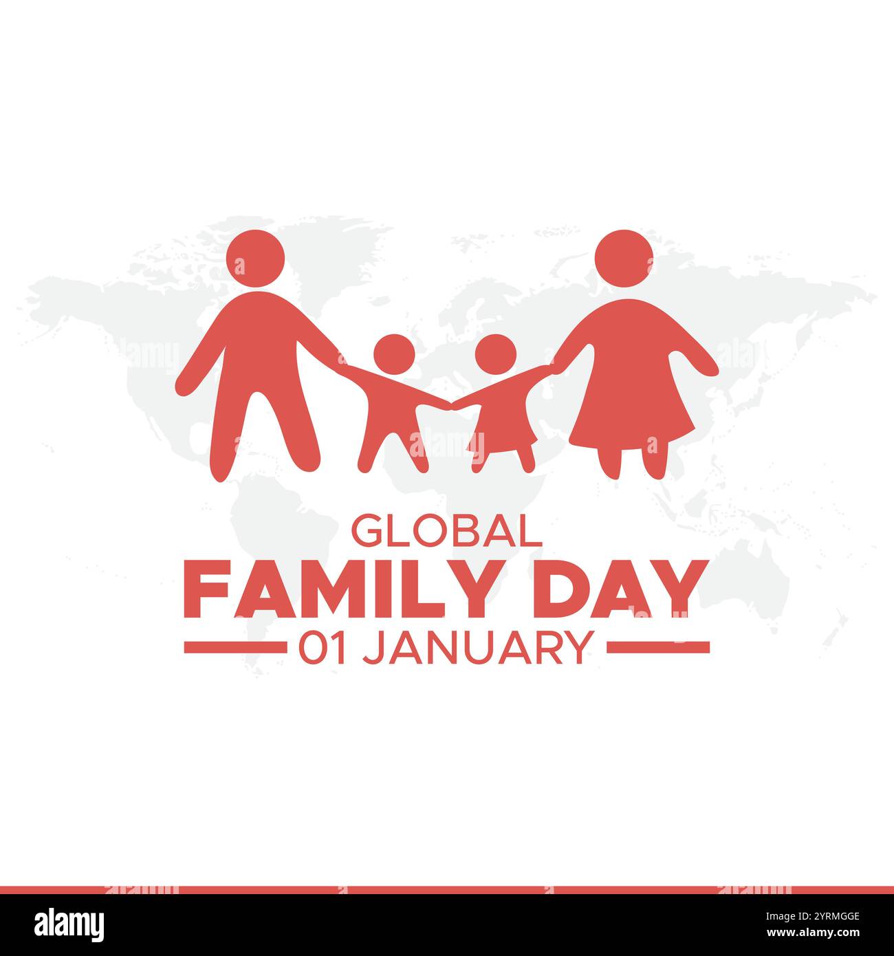 Global family day, january 1. Vector template for banner, greeting card ...