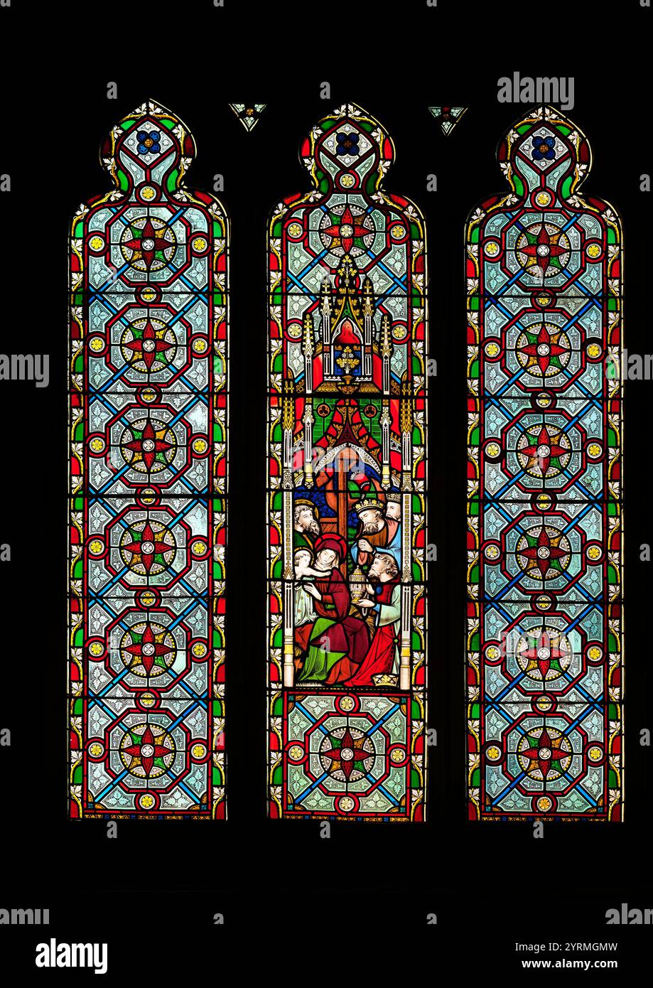 Magi come and worship the new born Jesus Christ, a window in the saxon ...