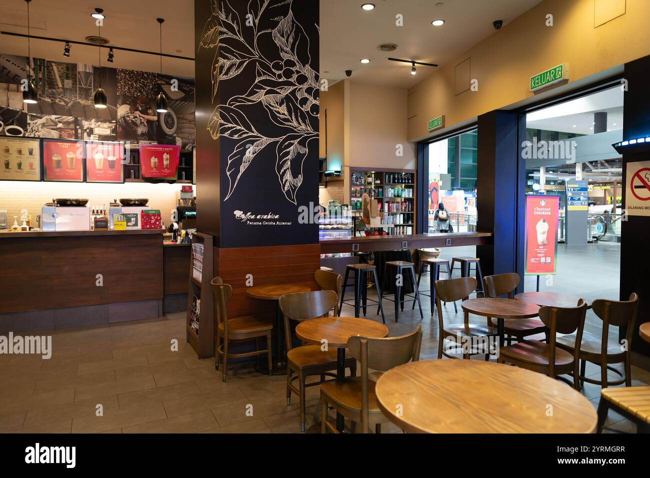 KUALA LUMPUR, MALAYSIA - NOVEMBER 27, 2023: interior shot of Starbucks ...