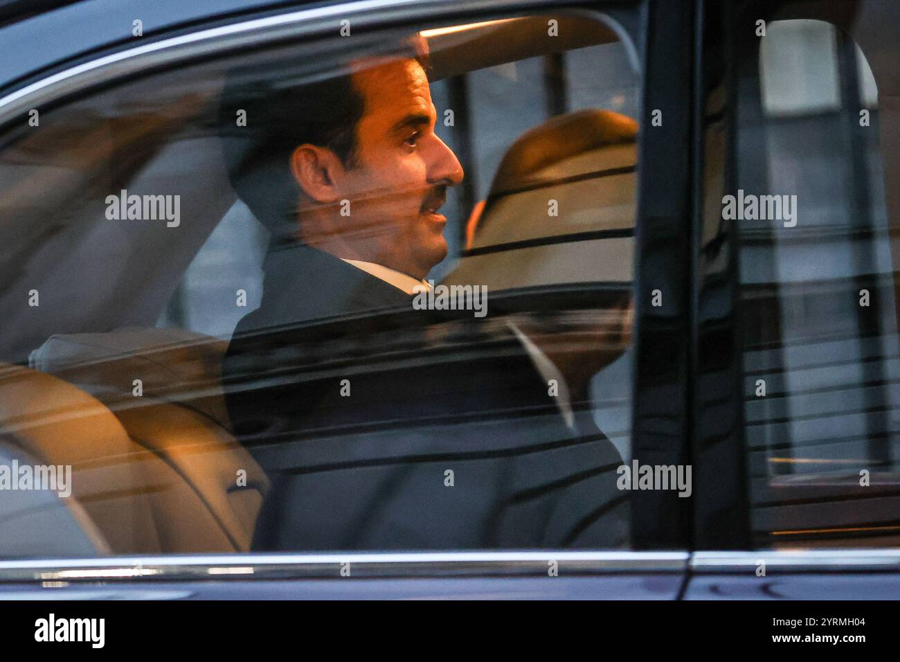 London, UK. 04th Dec, 2024. The Emir (back) exits in his car with the ...