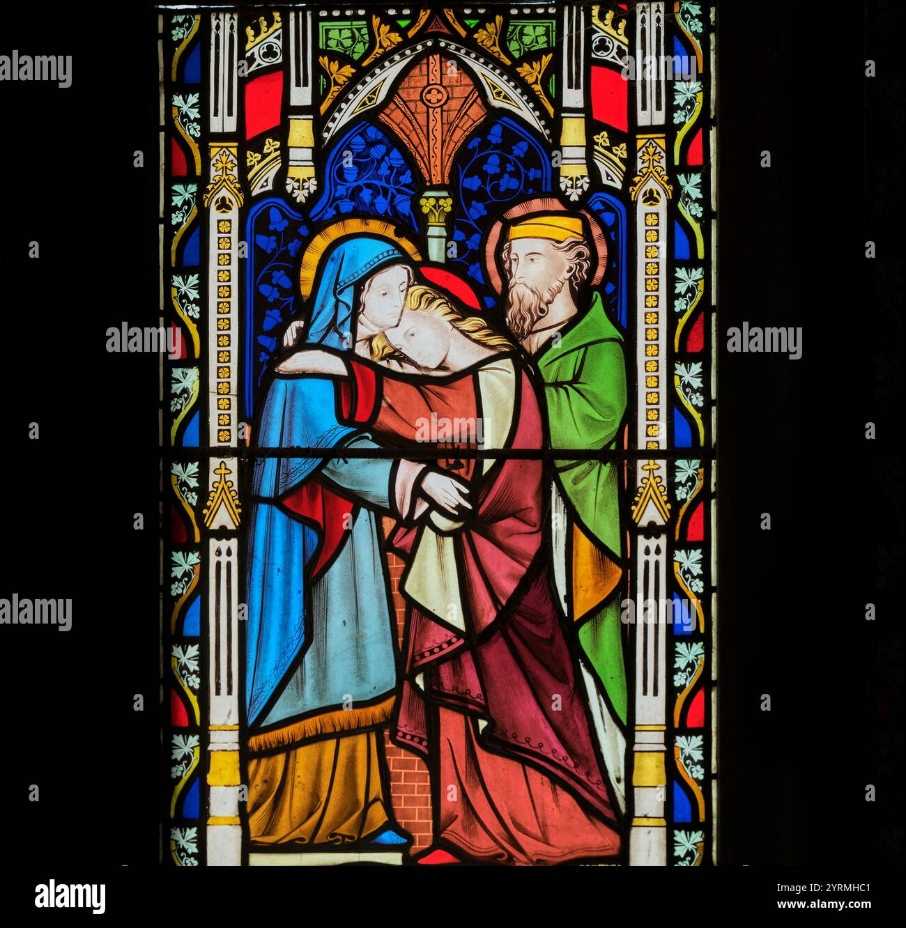 Pregnant Mary tells her news to her cousin Elizabeth, a window in the ...