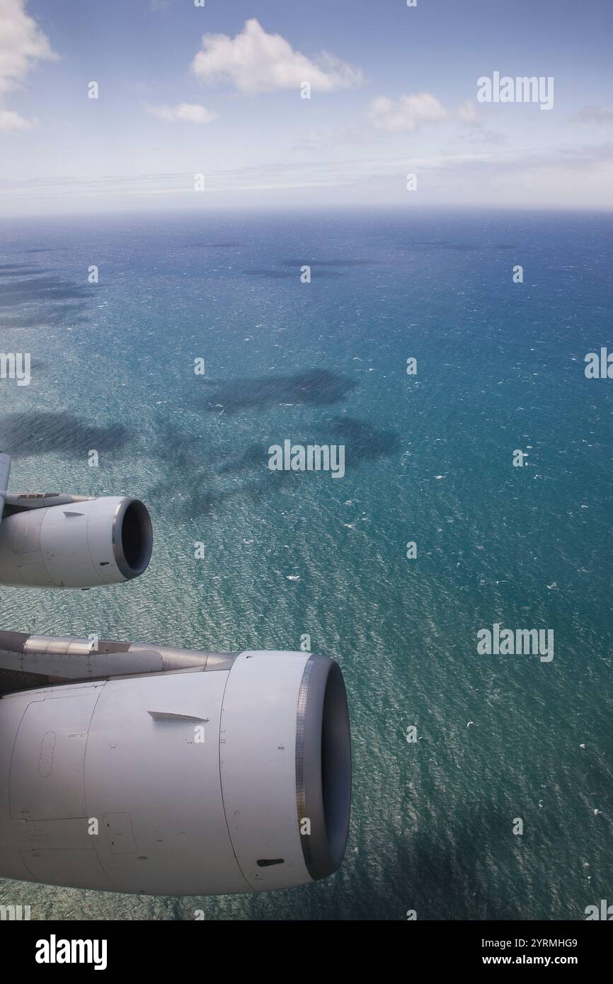 Indian Ocean view from airliner, Mauritius Stock Photo - Alamy