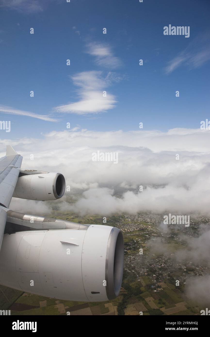 Central Mauritius viewed from airliner, Curepipe, Mauritius Stock Photo ...