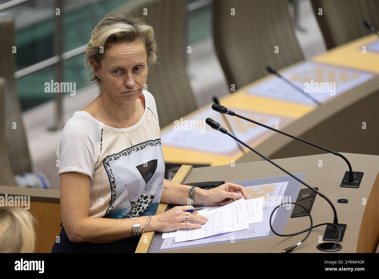 Flemish Minister for Mobility and Public Works Annick De Ridder pictured during a plenary ...