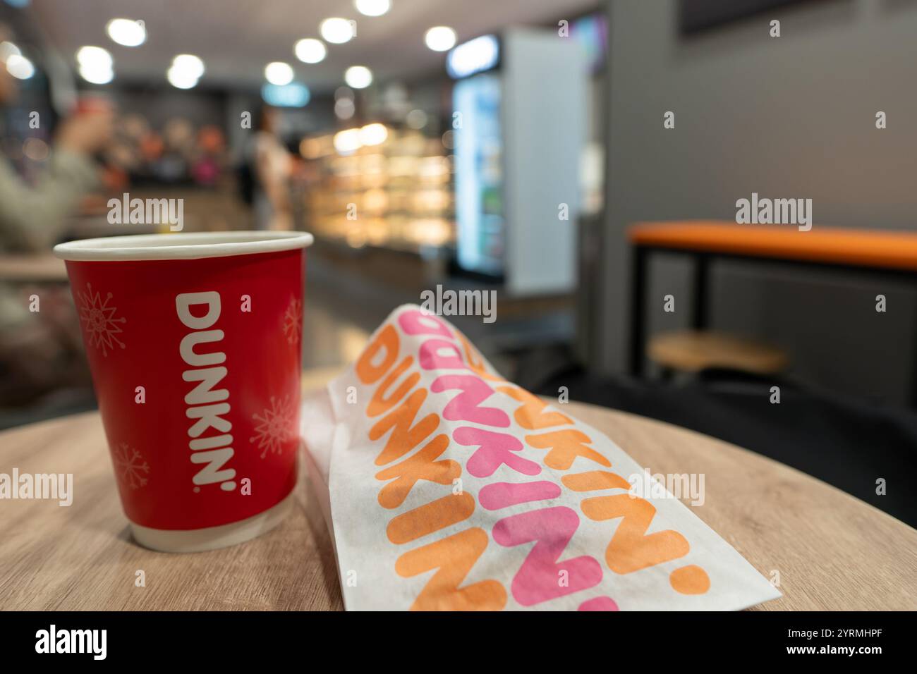 KUALA LUMPUR, MALAYSIA - NOVEMBER 28, 2023: coffee served in a paper ...