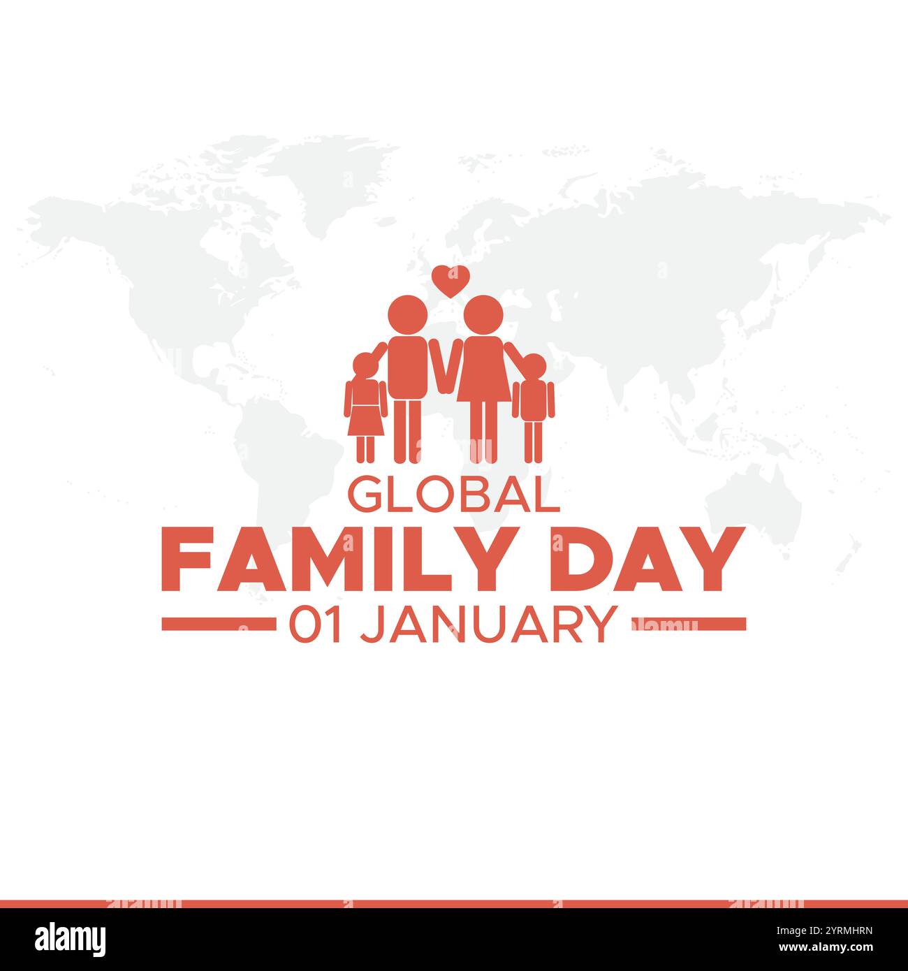Global family day, january 1. Vector template for banner, greeting card ...