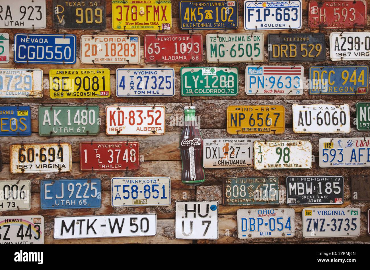 Old license plates, Hole in the Rock tourist shop, Moab, Utah, USA ...